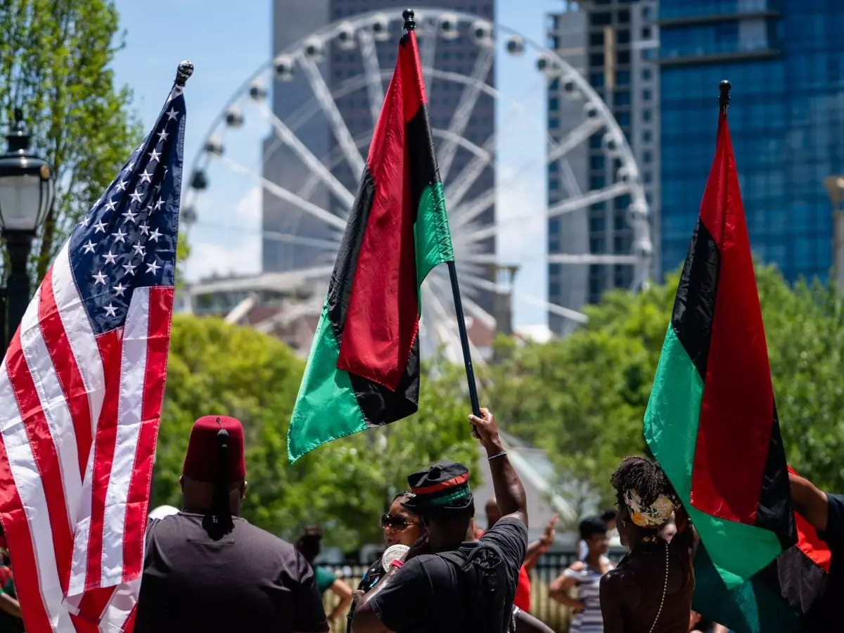 In ûnbekende persoan brûkte in flammewerper om in Pan-Afrikaanske flagge te fjoerjen