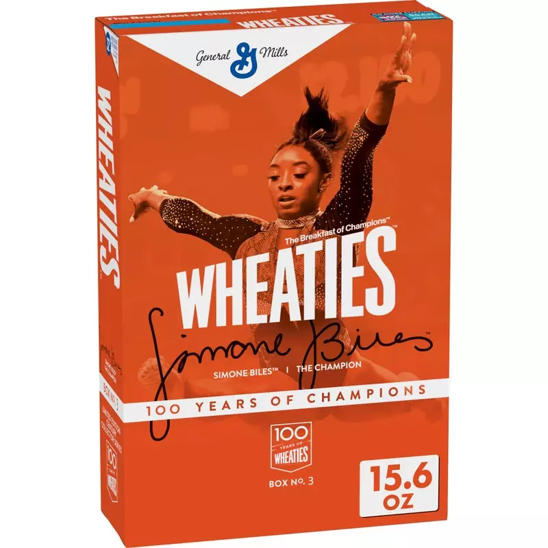 看看 Simone Biles 的第一個 Wheaties Box