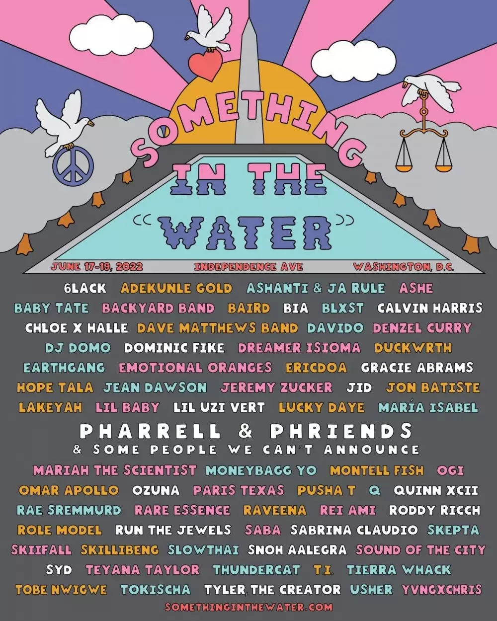 SZA၊ Clipse၊ Anderson .Paak နှင့် Q-Tip သည် Water Festival တွင် Pharrell ၏အရာတစ်ခုသို့ ပေါင်းထည့်ခဲ့သည်